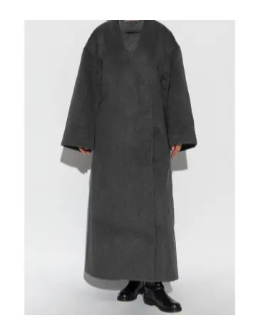 ENTIRE STUDIOS V-neck Wool Coat - Black