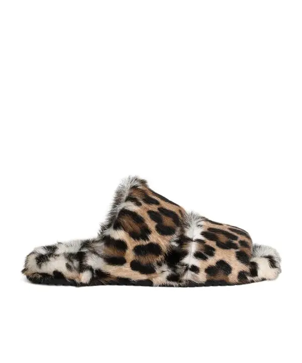 Dolce & Gabbana Leopard-print Fur Slippers - Multicolor