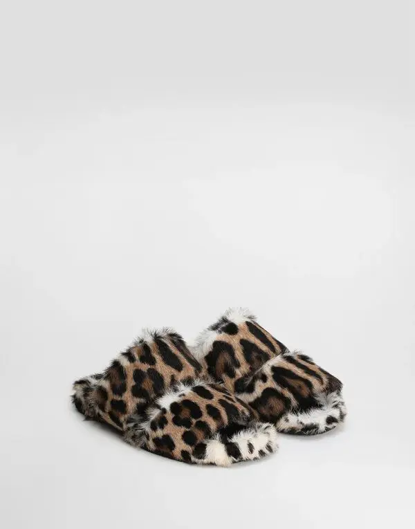 Dolce & Gabbana Leopard-print Fur Slippers