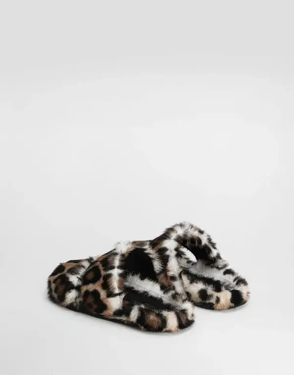 Dolce & Gabbana Leopard-print Fur Slippers