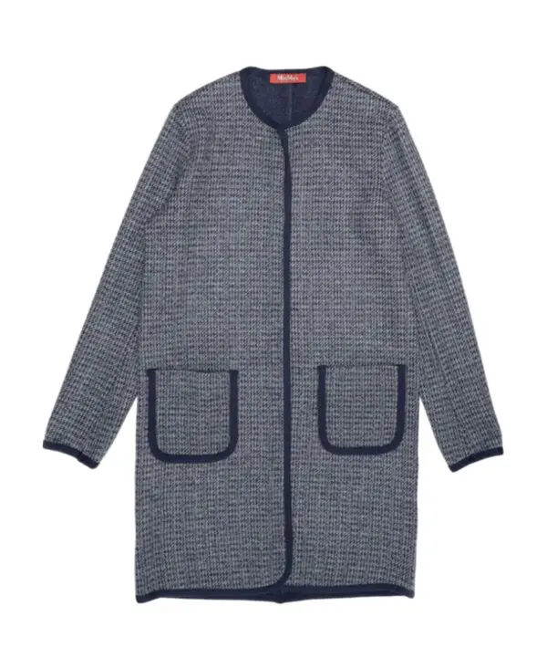 Max Mara Long Sleeved Coat With Round Neck And Pocket Detail - Gray