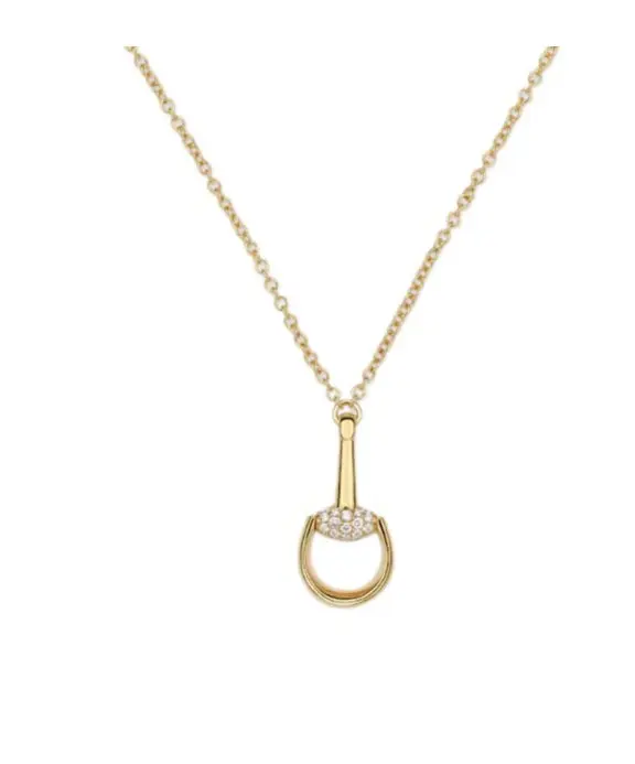 Gucci Horsebit Diamond Pendant Necklace In 18k