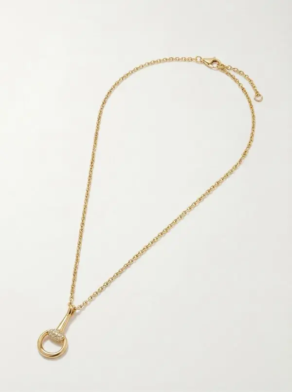 Gucci Horsebit Diamond 18k Pendant Necklace - Golden