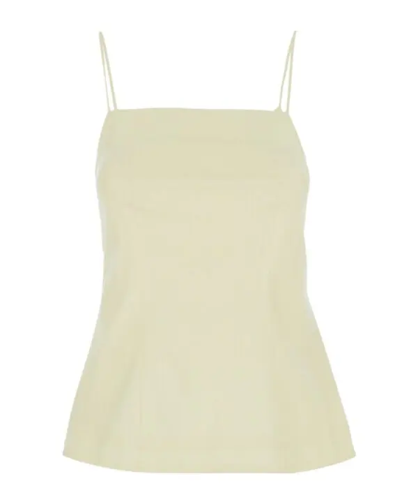 SEMICOUTURE Linen Cut-out Camisole Top - Yellow