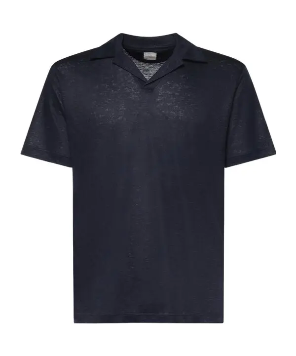 Eleventy Open Collar Polo Shirt - Black