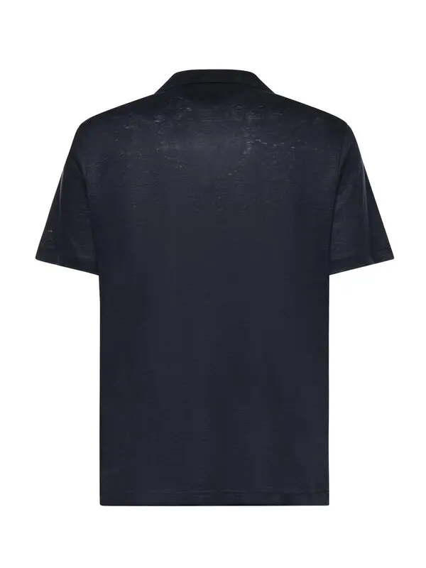 Eleventy Open Collar Polo Shirt - Black