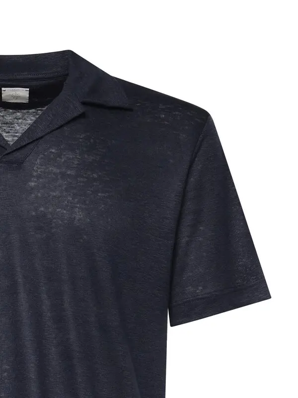 Eleventy Open Collar Polo Shirt - Black