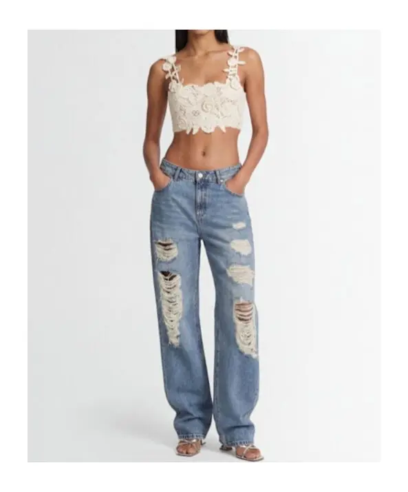 Blumarine Rose Appliqué Knit Cropped Top