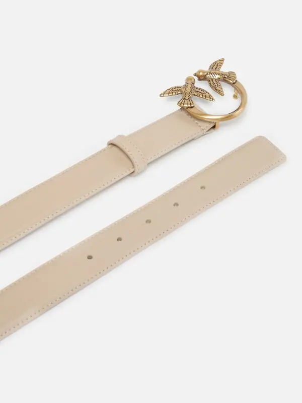 Pinko Lovebird Metal Buckle Belt - Nude