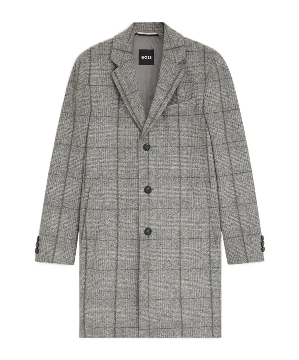 Hugo Boss Checked Buttoned Coat