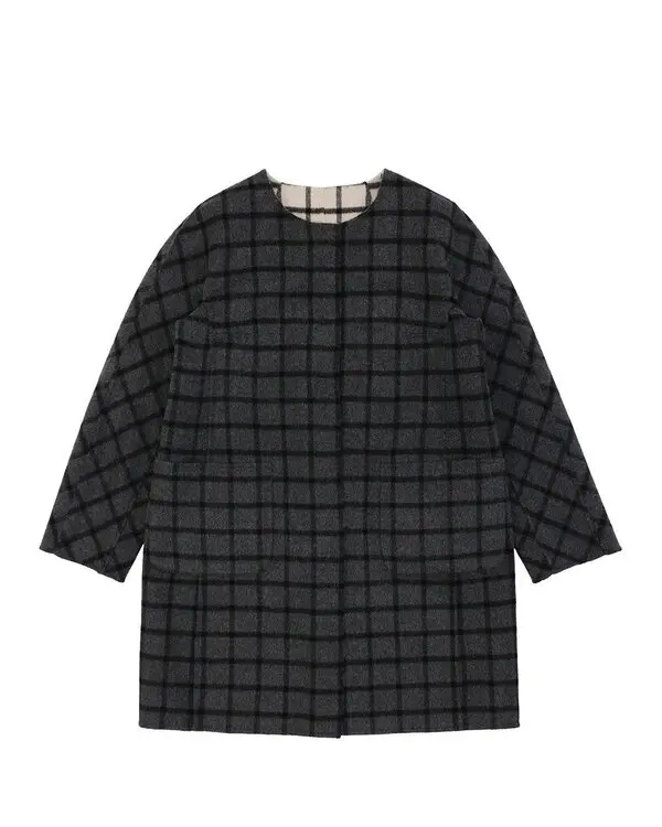 Max Mara Plaid Reversible Coat - White