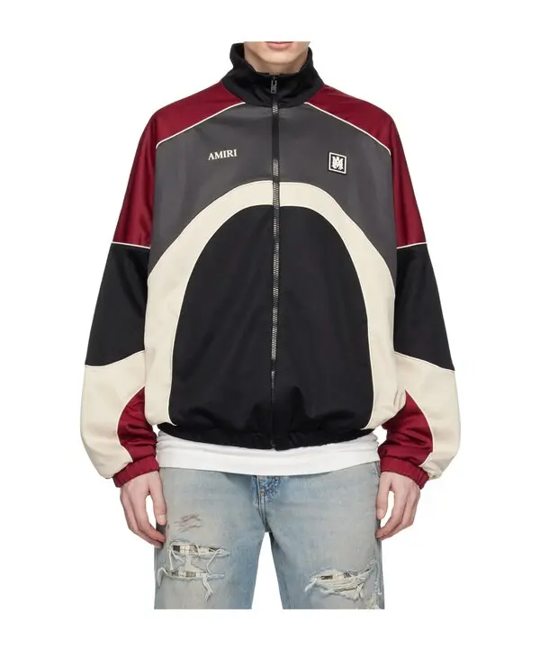Amiri Zipped Track Jacket With Contrast Piping And Logo Embroidery - Black