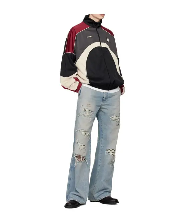 Amiri Zipped Track Jacket With Contrast Piping And Logo Embroidery - Black