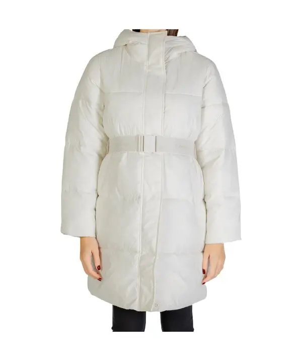 Calvin Klein Long-sleeved Mid-length Cotton Coat - Cream