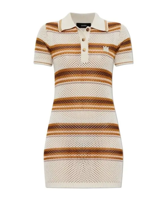 Amiri Striped Crochet Knit Dress