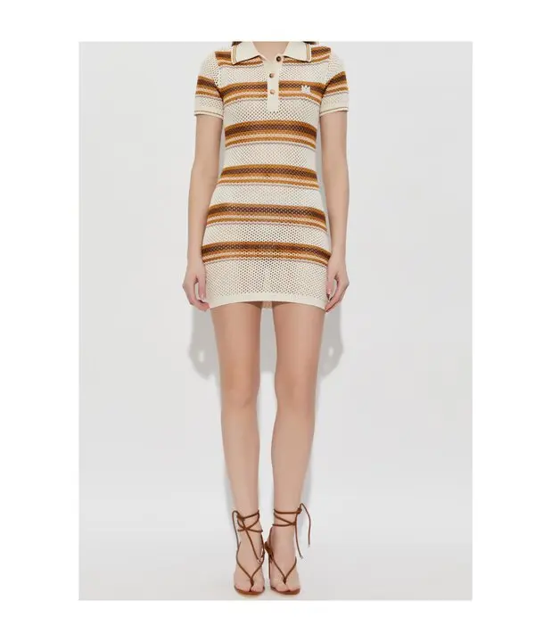 Amiri Striped Crochet Knit Dress