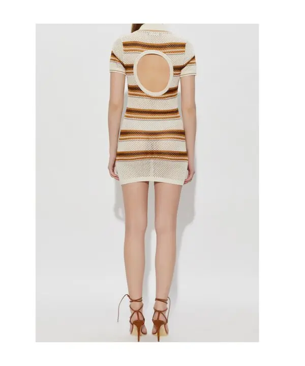 Amiri Striped Crochet Knit Dress