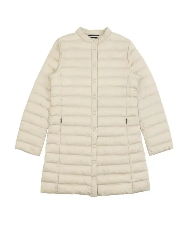 Max Mara Quilted Down Jacket With Logo Detail - White