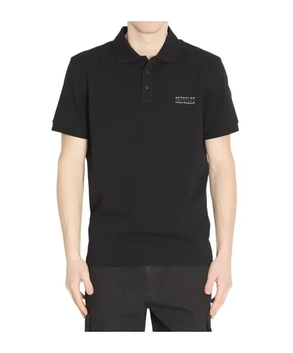 Moncler Collared Short-sleeved Polo Shirt - Black