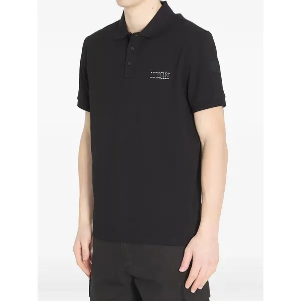 Moncler Collared Short-sleeved Polo Shirt - Black