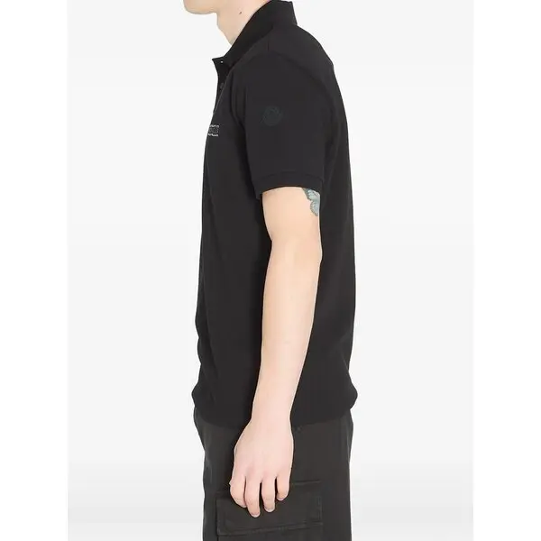 Moncler Collared Short-sleeved Polo Shirt - Black