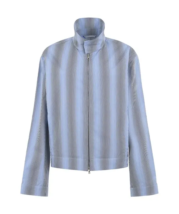 Dries Van Noten Striped Cropped Jacket - Light Blue