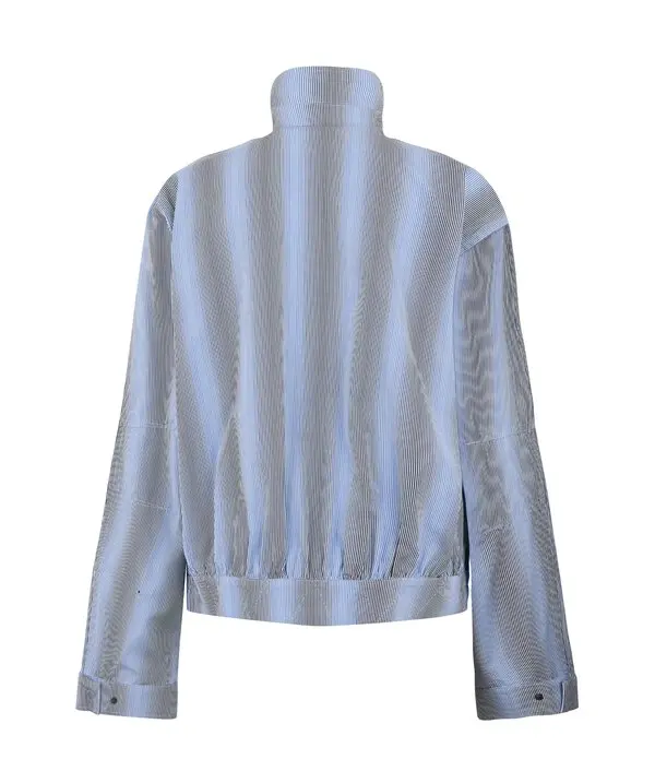 Dries Van Noten Striped Cropped Jacket - Light Blue