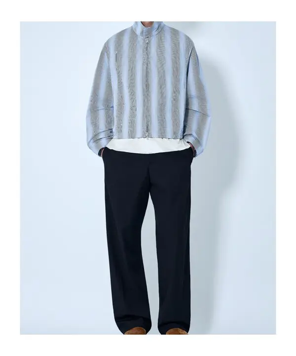 Dries Van Noten Striped Cropped Jacket - Light Blue