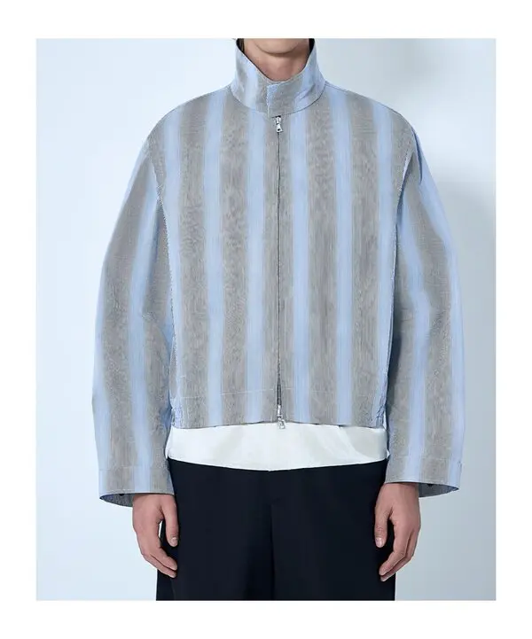 Dries Van Noten Striped Cropped Jacket - Light Blue