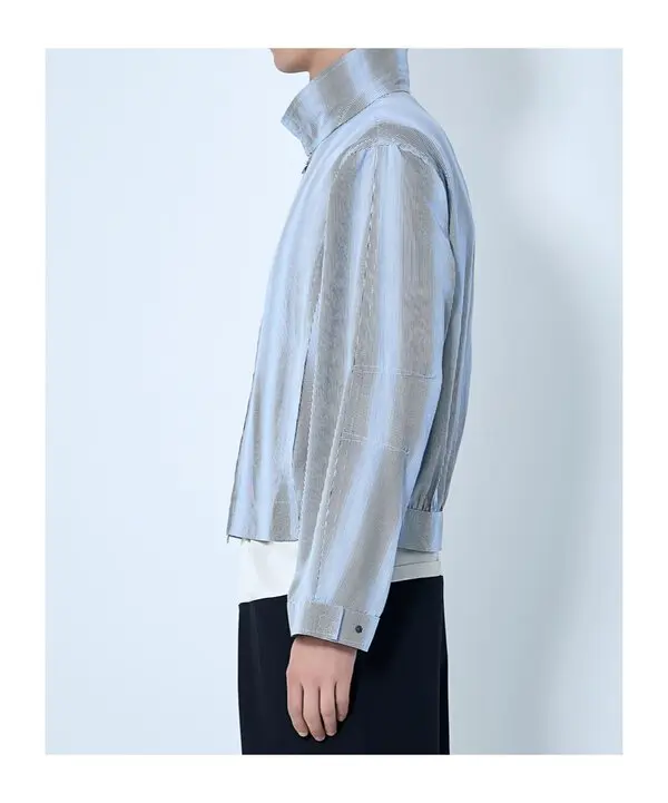 Dries Van Noten Striped Cropped Jacket - Light Blue