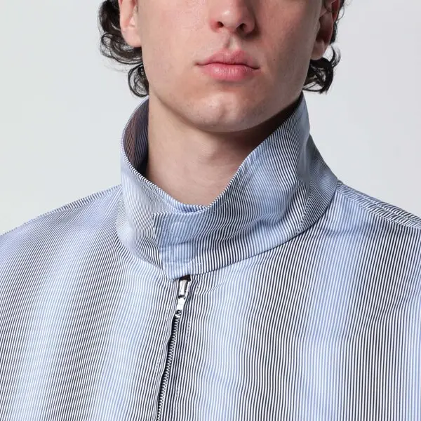 Dries Van Noten Striped Cropped Jacket - Light Blue