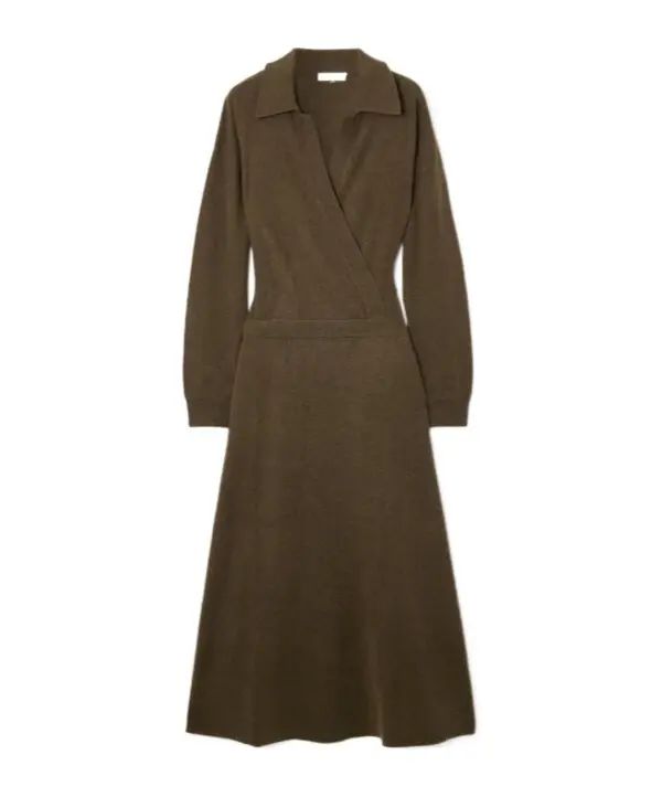 Altuzarra Wrap-effect Cashmere Midi Dress - Brown