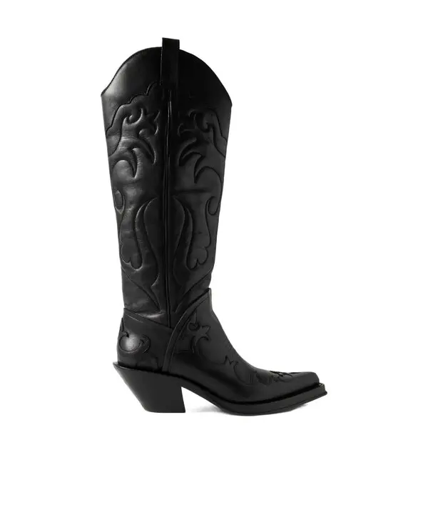 Gabriela Hearst Capitana Embroidered Leather Knee-high Boots - Black