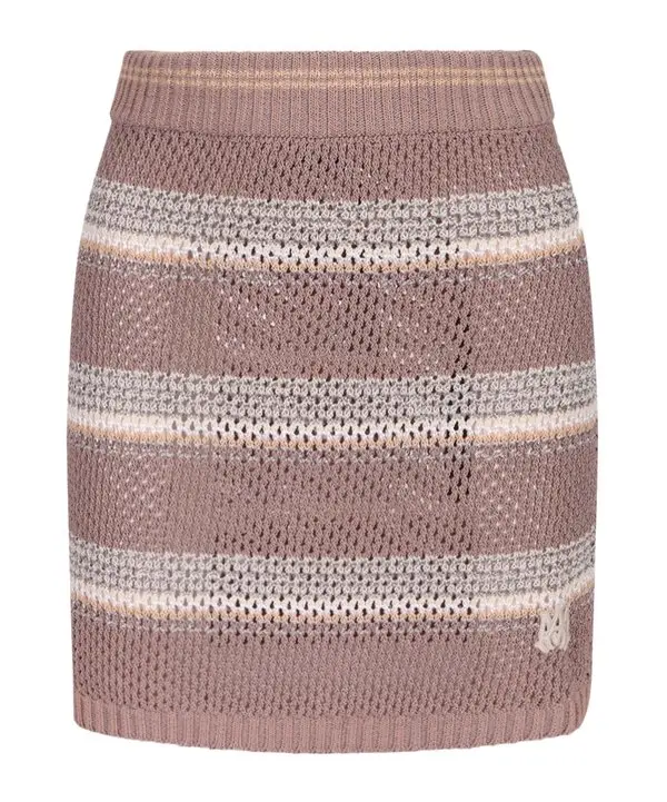 Amiri Striped Crochet Knitted Skirt - Pink