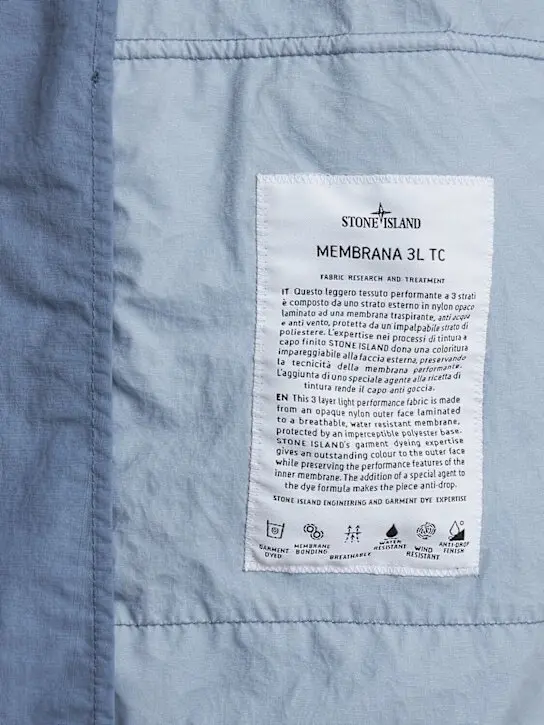 Stone Island Logo Patch Nylon Short Parka - Blue
