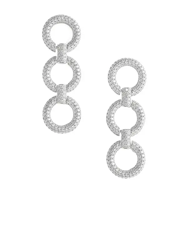 SELF-PORTRAIT Crystal-embellished Circle-link Earrings - Gray