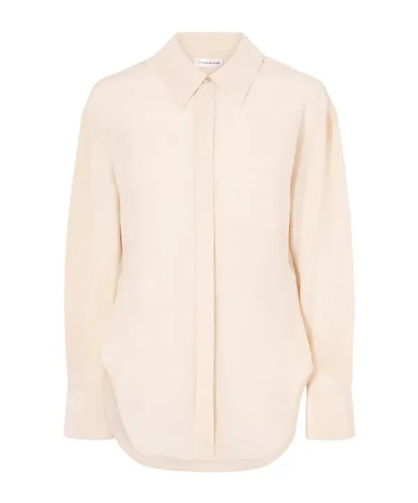 Victoria Beckham Silk-crepe Shirt With Balloon Sleeves