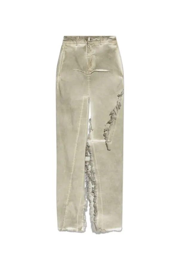 Rick Owens Frayed Split Skirt - Nude