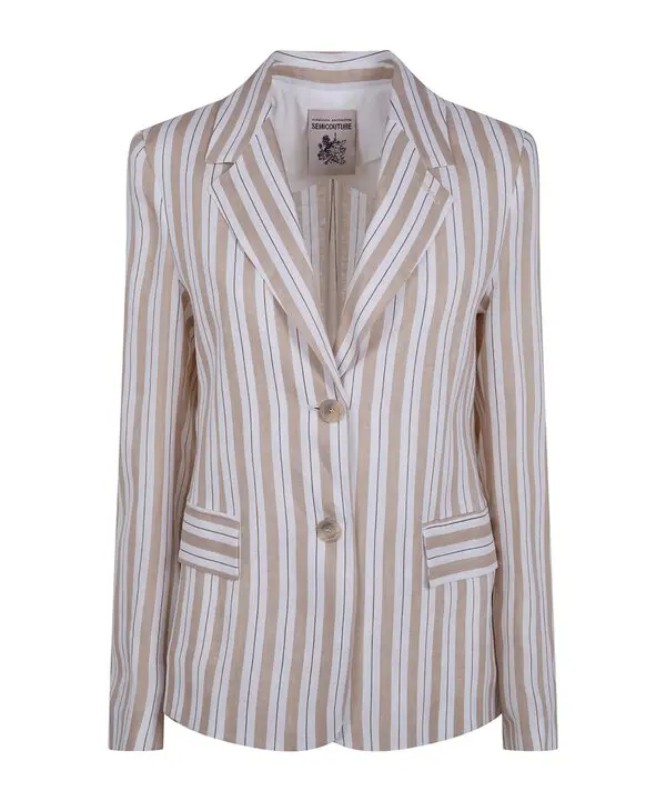 SEMICOUTURE Striped Blazer With Notched Lapel