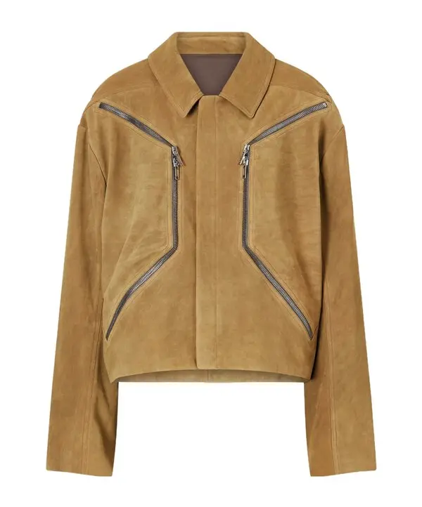 Rick Owens Suede Jacket With Geometric Zips