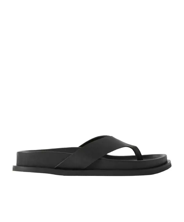 ST. AGNI Thong Leather Flip Flops - Black