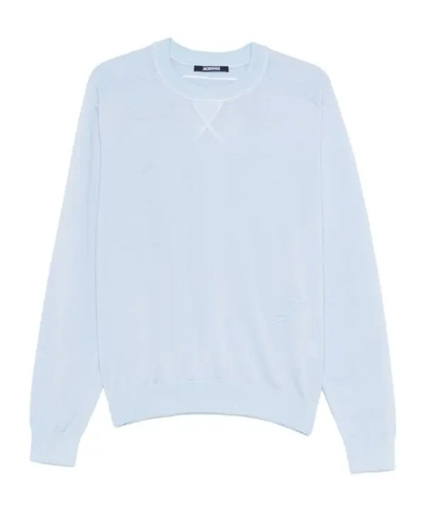 Jacquemus Logo Embroidered Round Neck Long Sleeve Top