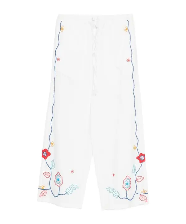 FORTE_FORTE Floral-embroidered Trousers - White