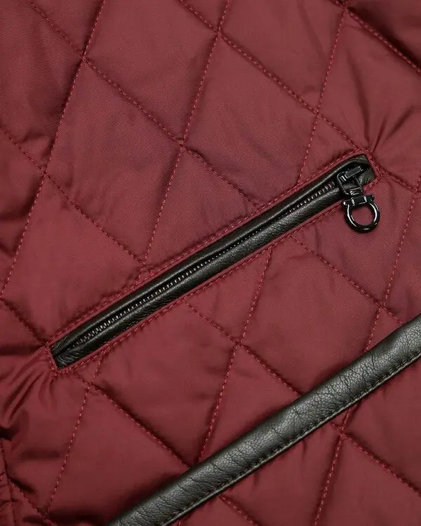 FERRAGAMO Quilted Jacket With Leather Trim - Red