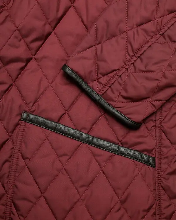 FERRAGAMO Quilted Jacket With Leather Trim - Red