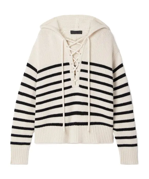 NILI LOTAN Striped Hooded Sweater - White