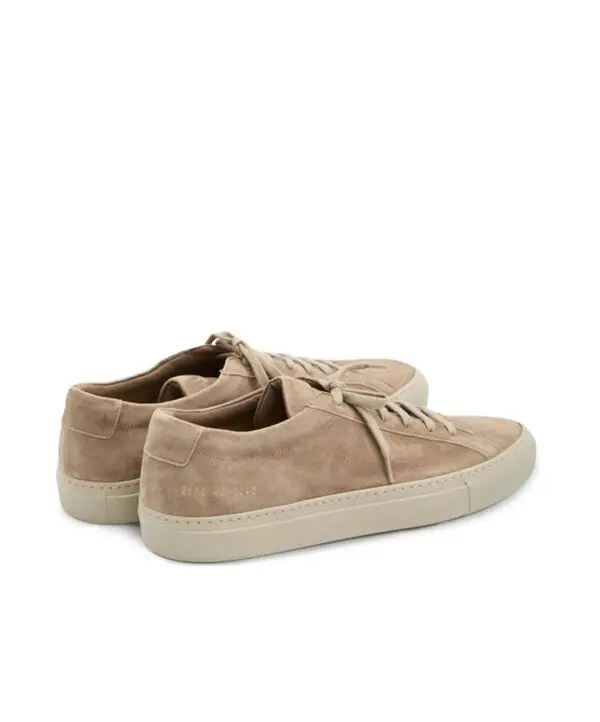 COMMON PROJECTS Suede Lace-up Round Toe Sneakers - Nude