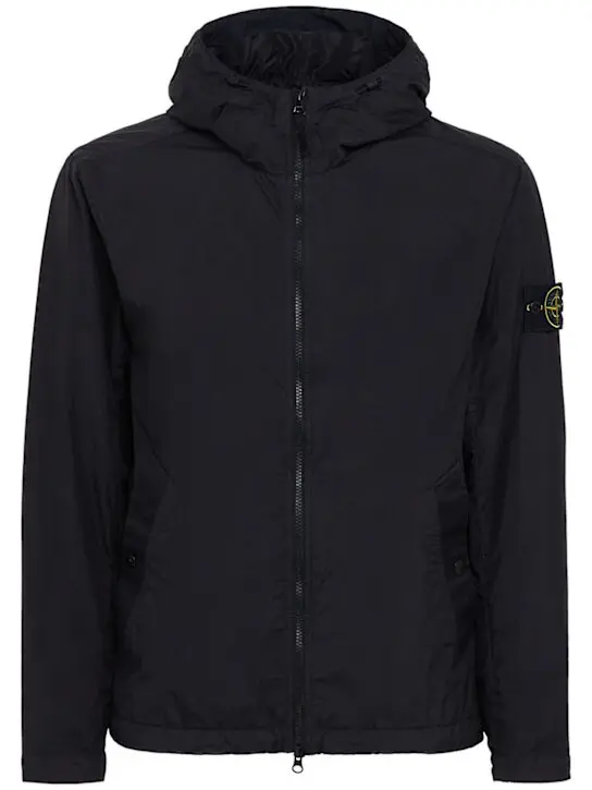 Stone Island Logo Patch Hooded Jacket - Black