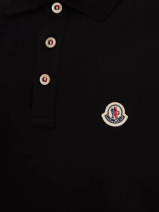 Moncler Logo Patch Cotton Polo Shirt - Black