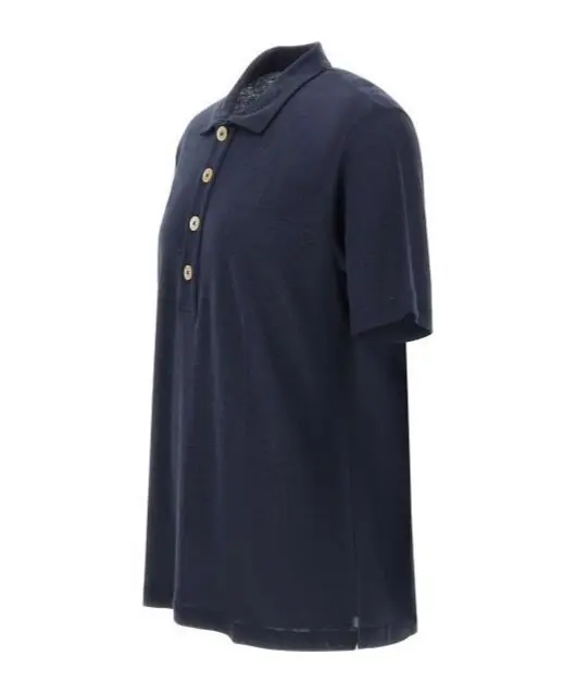 Eleventy Buttoned Knit Polo Shirt - Blue
